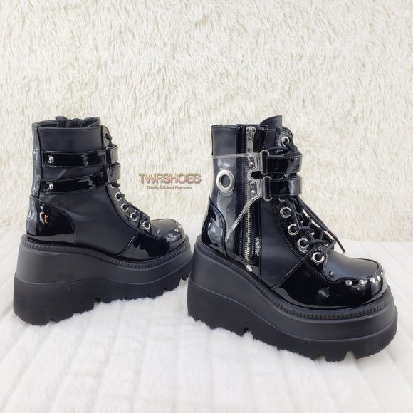 Demonia | Shoes | Shaker Goth Punk Rave Platform Wedge Ankle Boots ...
